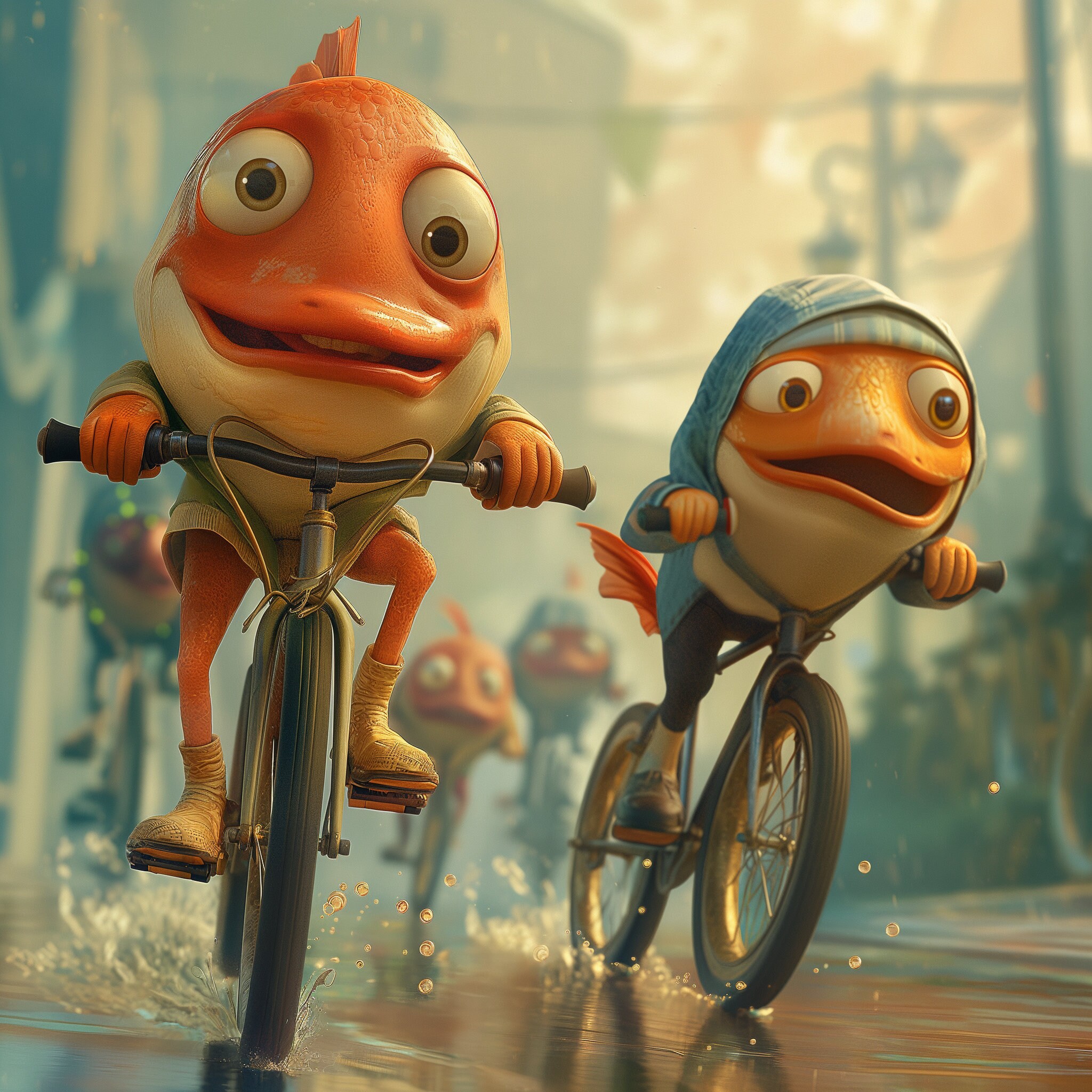 Pixar Dreamworks Fish Bicycle Bike Race Cartoon - Etsy