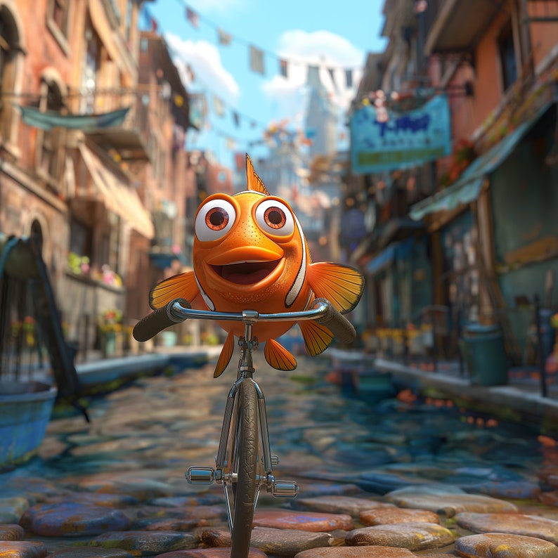 Pixar Dreamworks Fish Bicycle Bike Race Cartoon - Etsy