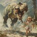 Kids Chased by T-rex - Etsy