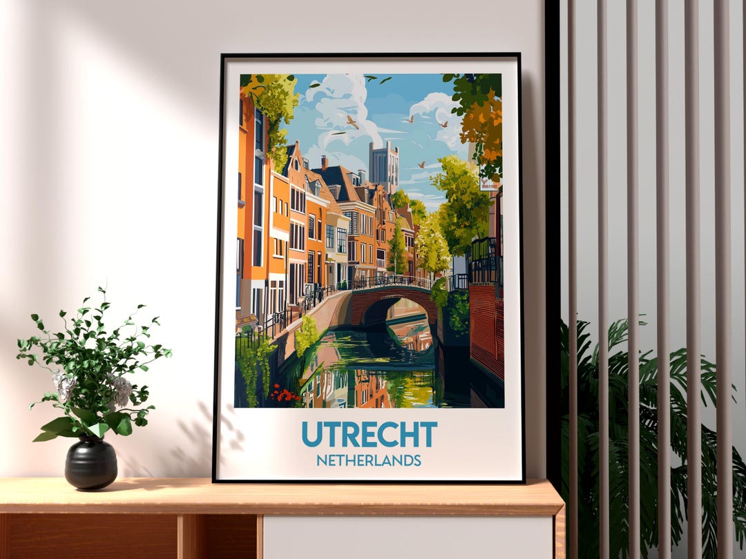 Utrecht Netherlands Print: Travel Poster, Canals Art - Etsy UK