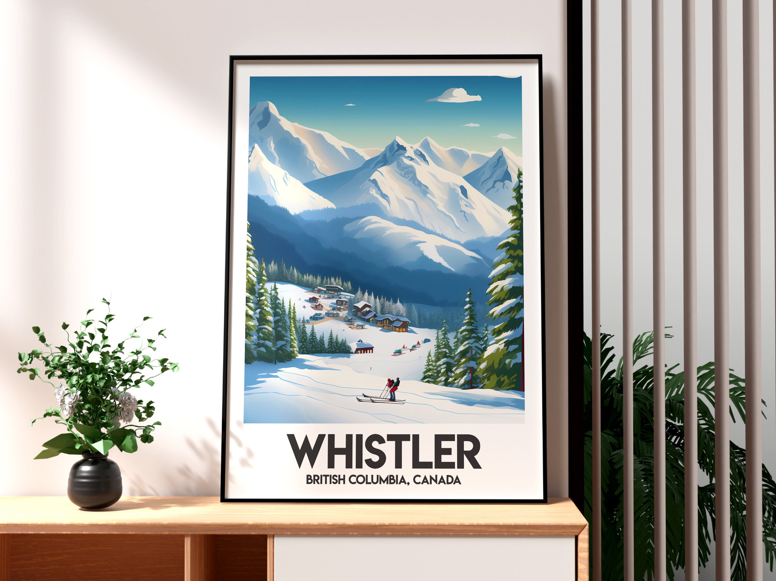 Whistler Poster Whistler Skiing Art Vancouver Poster Whistler Blackcomb ...