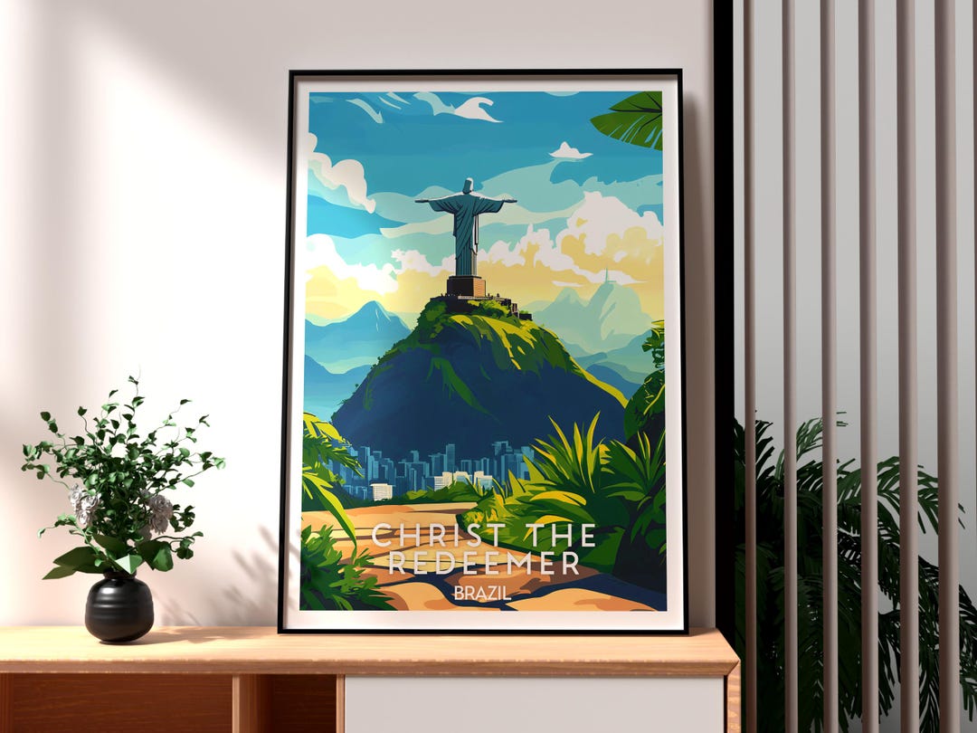 Christ the Redeemer Poster: Rio De Janeiro Travel Art Print - Etsy