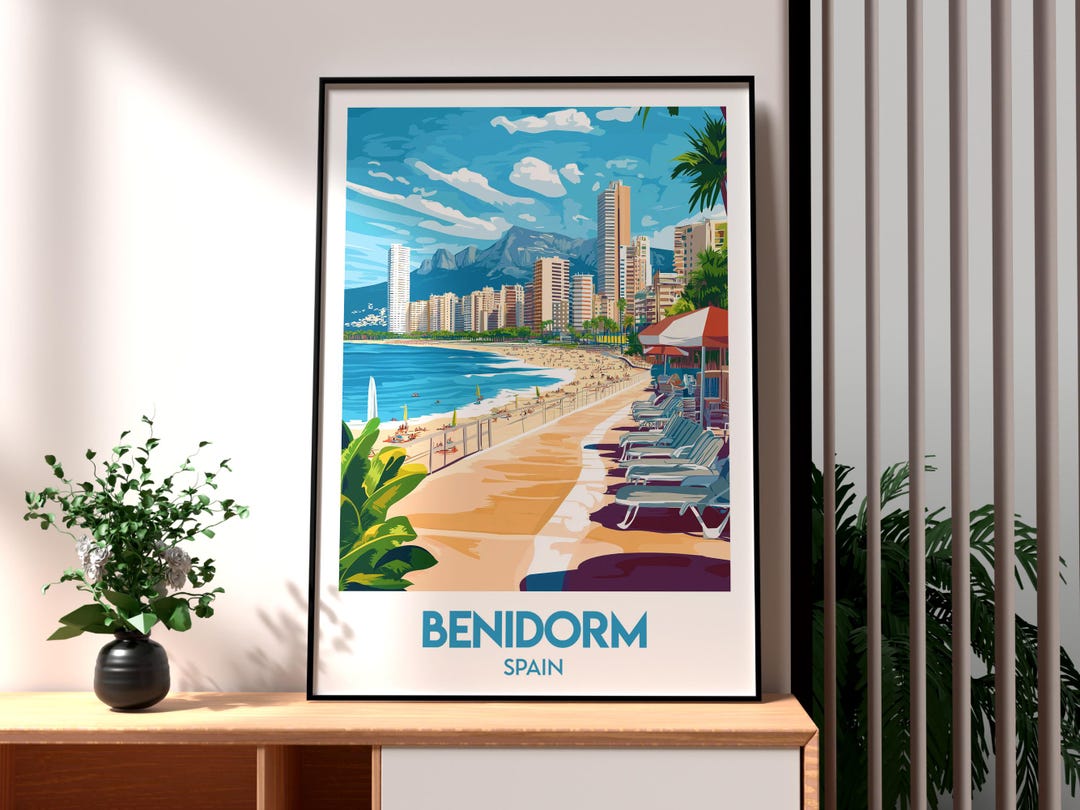 Benidorm Spain Art Print: Playa Levante Travel Poster - Etsy