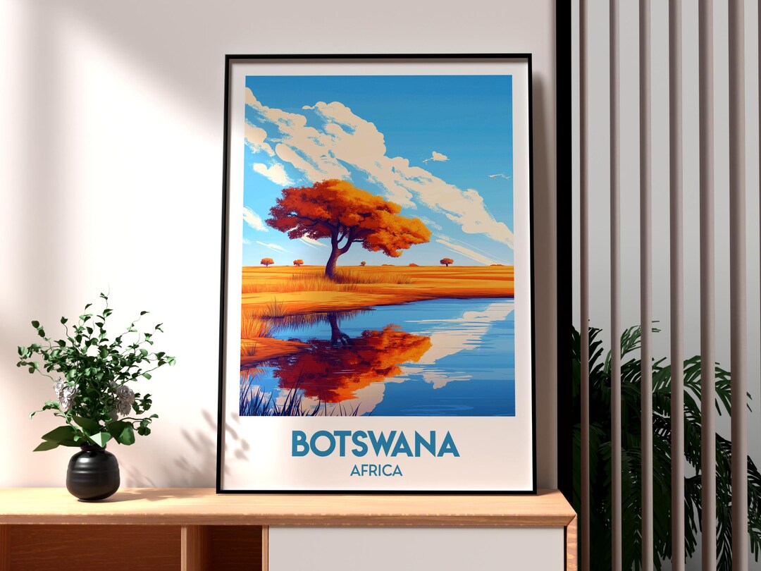 Botswana Travel Poster: African Landscape Art Print - Etsy