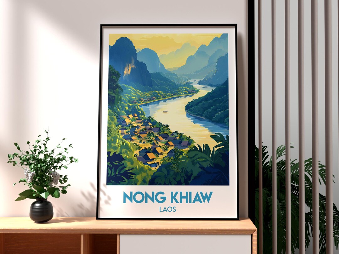 Nong Khiaw Laos Travel Poster: Southeast Asia Wall Art - Etsy