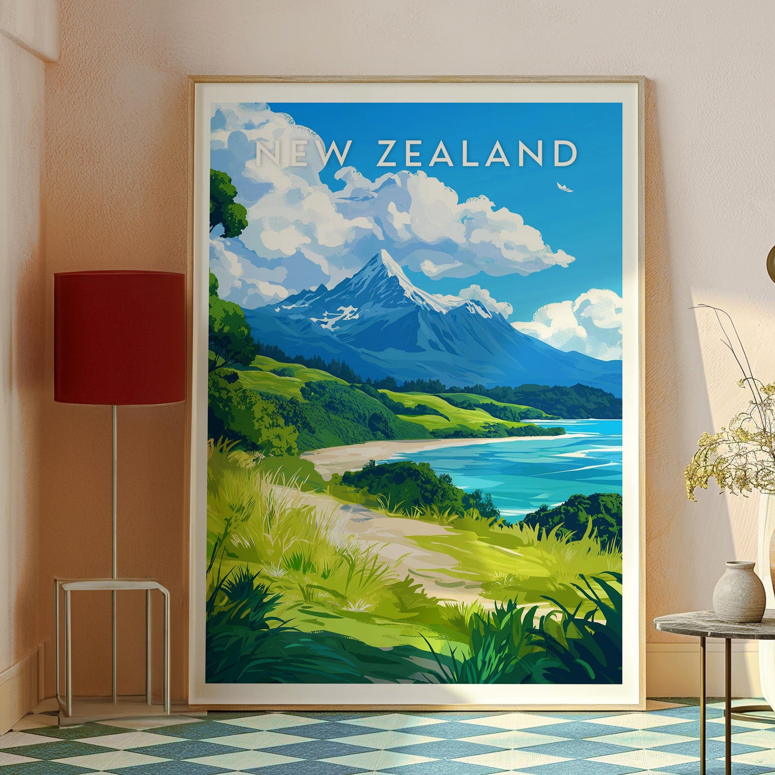 New Zealand Travel Poster: Aoraki Mountain Art Print - Etsy