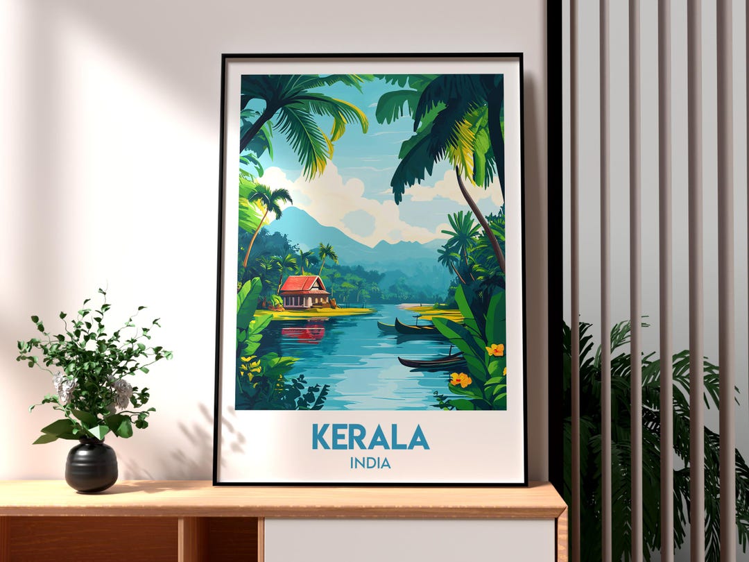 Kerala Backwaters Print: India Travel Poster, Tropical Wall Art - Etsy