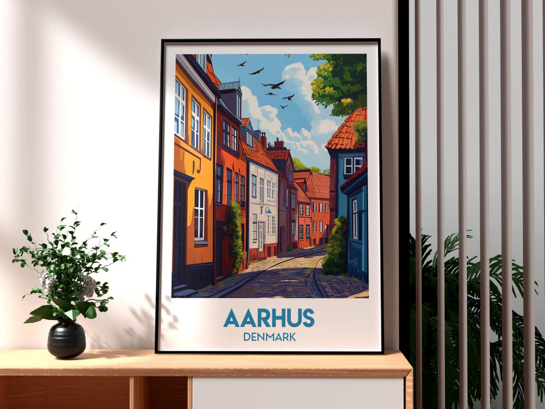 Aarhus Travel Print Denmark Wall Art Aarhus City Poster Travel Wall Art ...