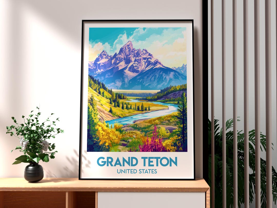 Grand Teton National Park Art Print: Wyoming Travel Poster - Etsy