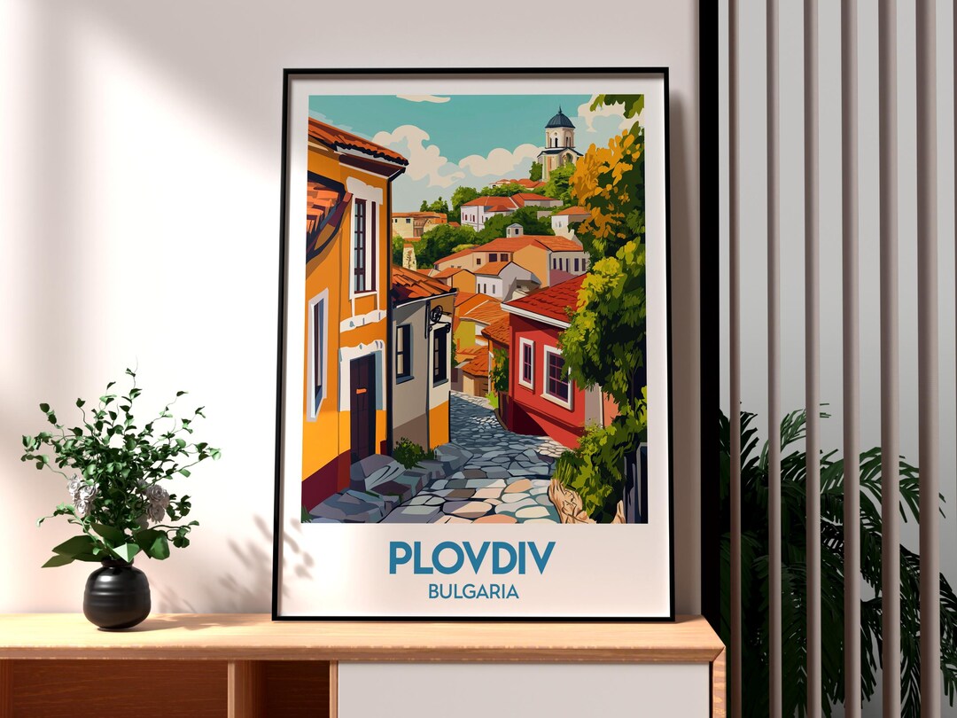 Plovdiv Bulgaria Print: Colorful Travel Poster - Etsy