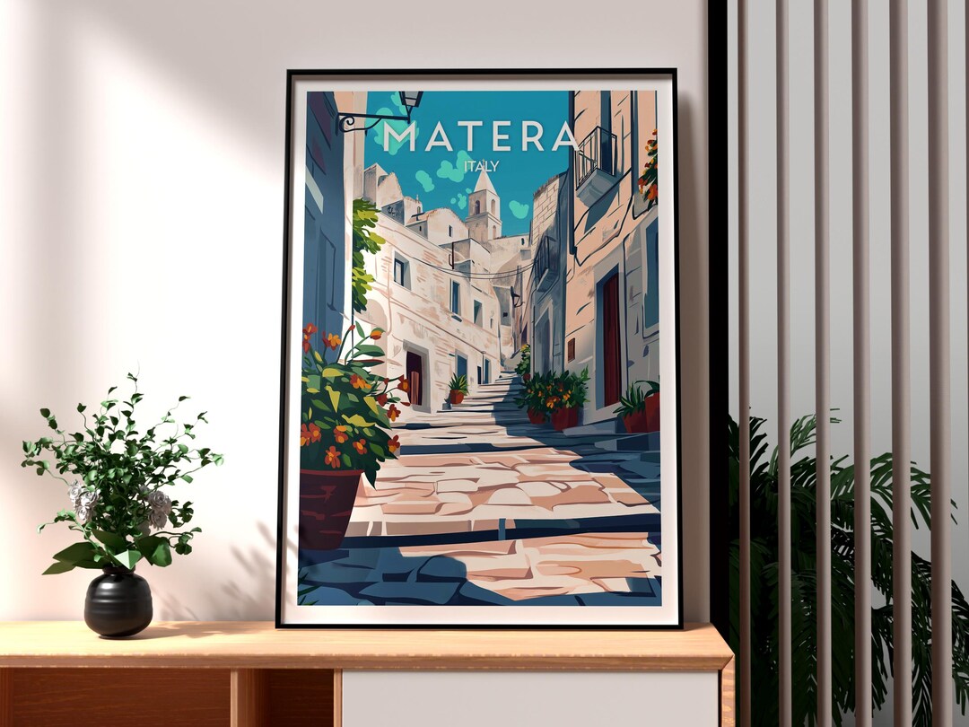 Matera Italy Art Print: Travel Poster, Italian Wall Decor - Etsy