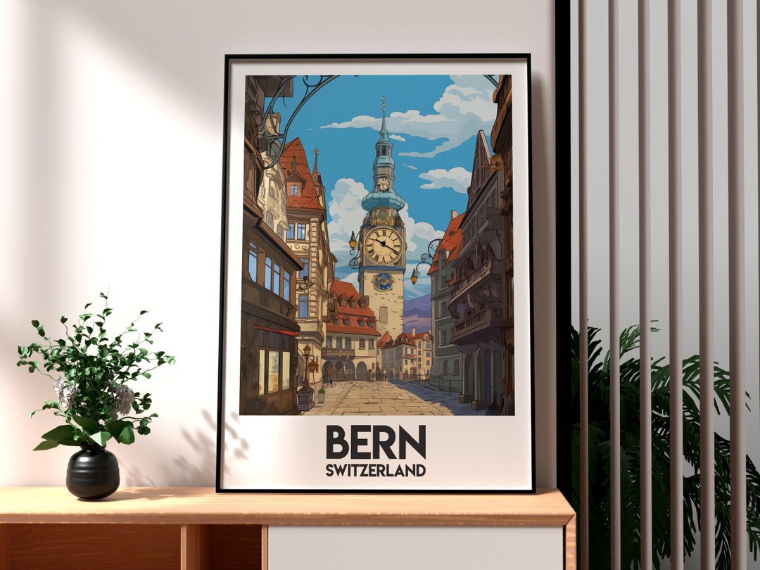 Bern Switzerland Poster: City Clock Tower Art Print - Etsy