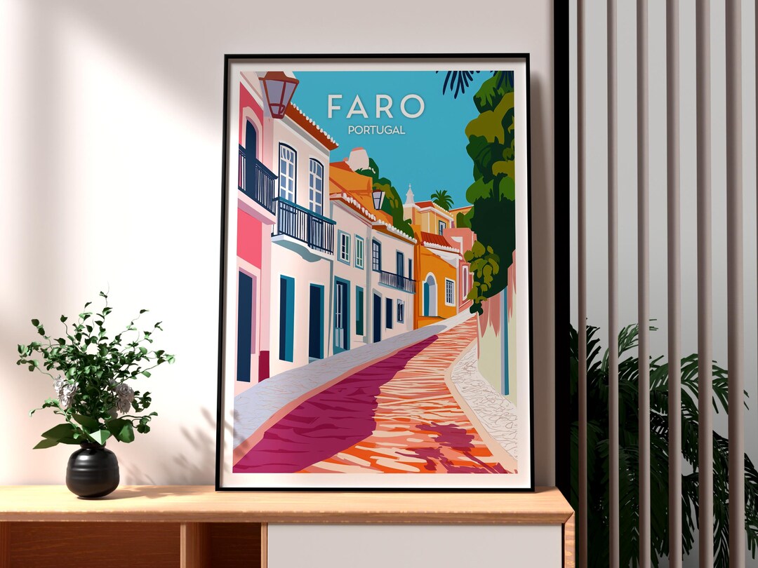 Faro Portugal Travel Print: Colorful Vacation Poster - Etsy