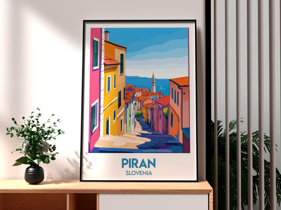 Piran Slovenia Print: Colorful Europe Travel Poster - Etsy