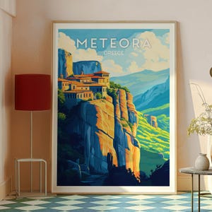 Meteora Print - Greece Wall Art - Meteora Rock Poster - Travel Wall Art ...