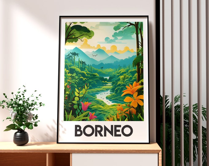Borneo Poster, Borneo Print, Coast Art, Coast Print, Asia Travel Poster ...