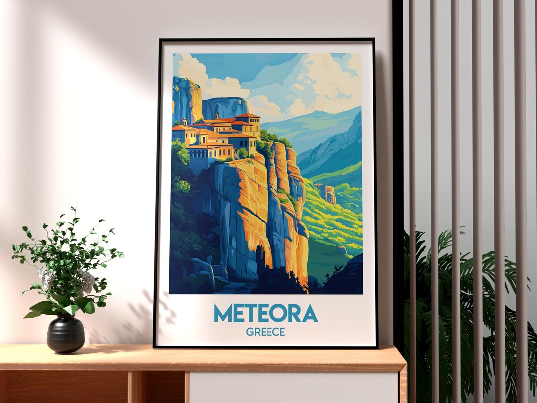 Meteora Print - Greece Wall Art - Meteora Rock Poster - Travel Wall Art ...