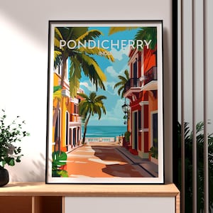 Pondicherry Travel Print - India Wall Art - India Art - Pondicherry ...