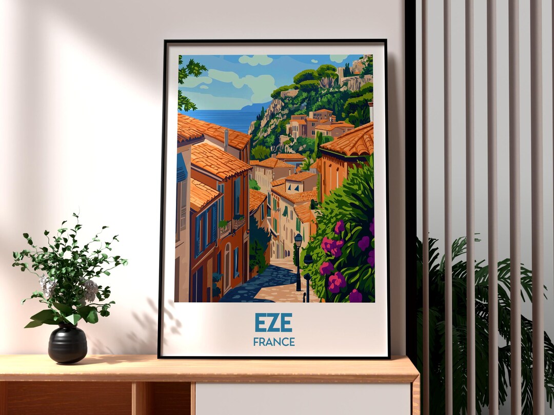 Eze Poster - France Wall Art - Eze City Poster - France Travel Print ...