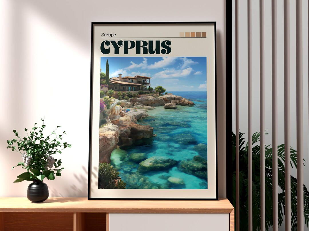 Cyprus Travel Poster: Kato Paphos Beach Town Art Print - Etsy