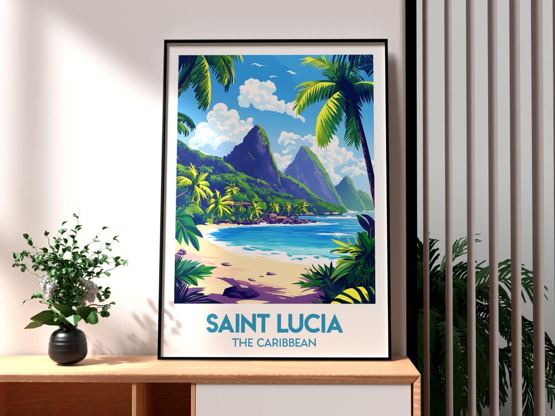 Saint Lucia Print - Caribbean Wall Art - Saint Lucia Travel Poster ...