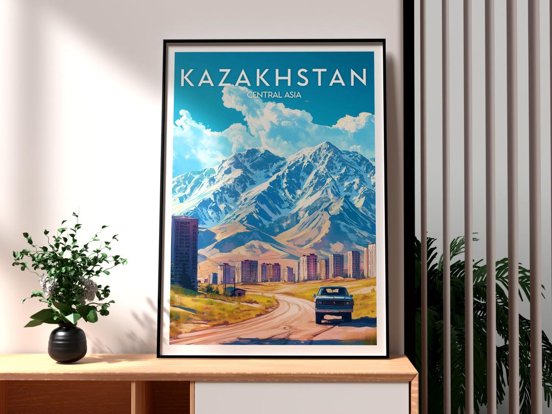 Kazakhstan Travel Poster: Modern Central Asia Wall Art - Etsy