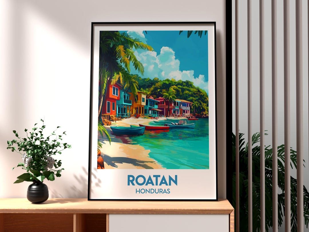 Roatan Honduras Print: Caribbean Travel Poster - Etsy