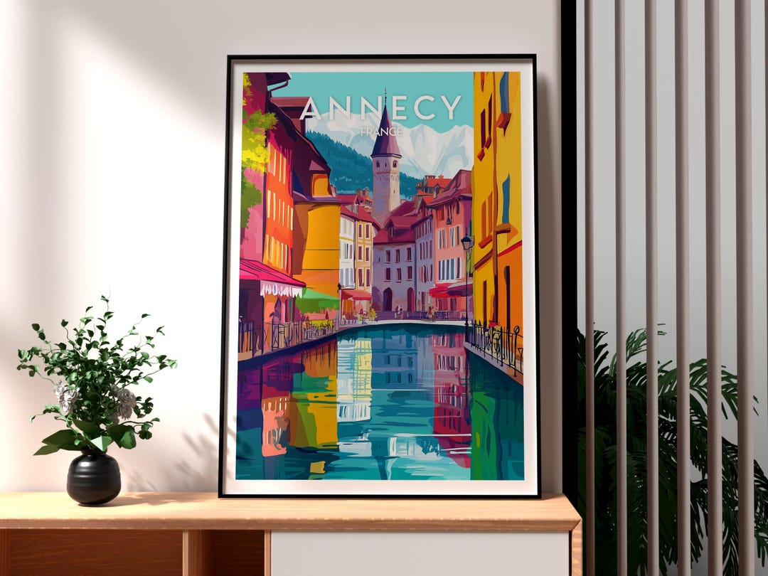 Annecy France Print: Colorful Travel Poster, Vieille Ville Wall Art - Etsy