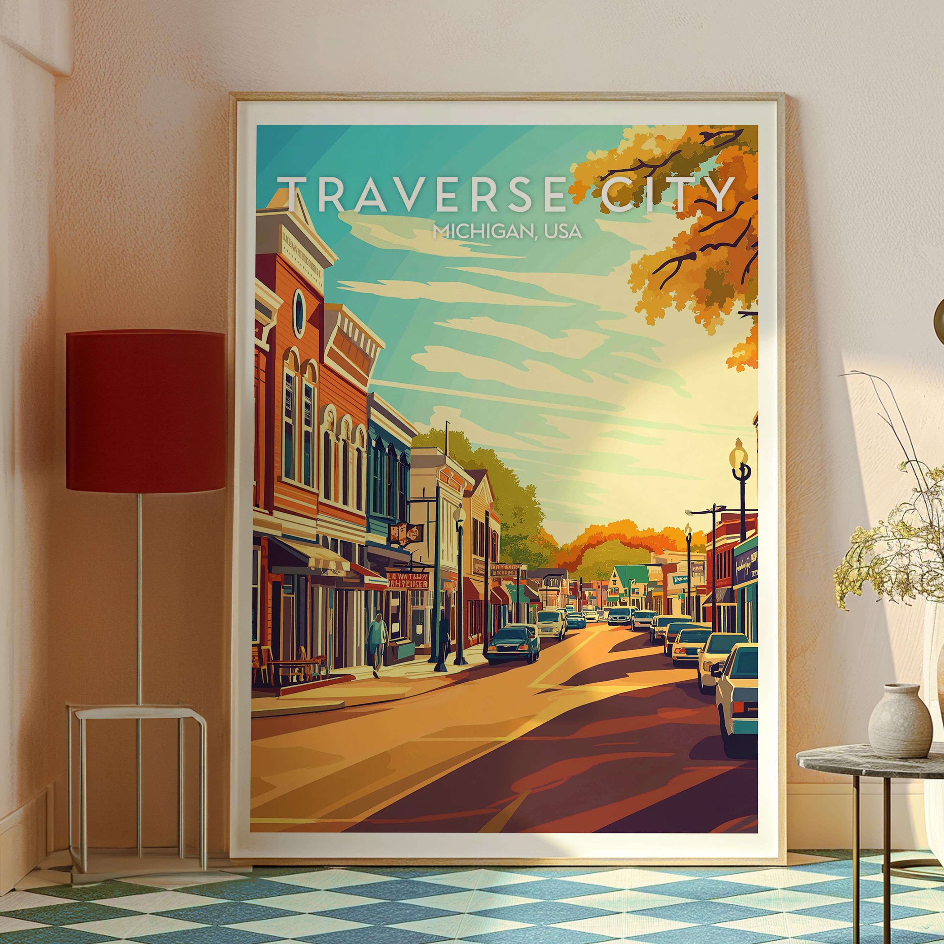 Traverse City Michigan Art Print: Travel Poster, USA Wall Art - Etsy
