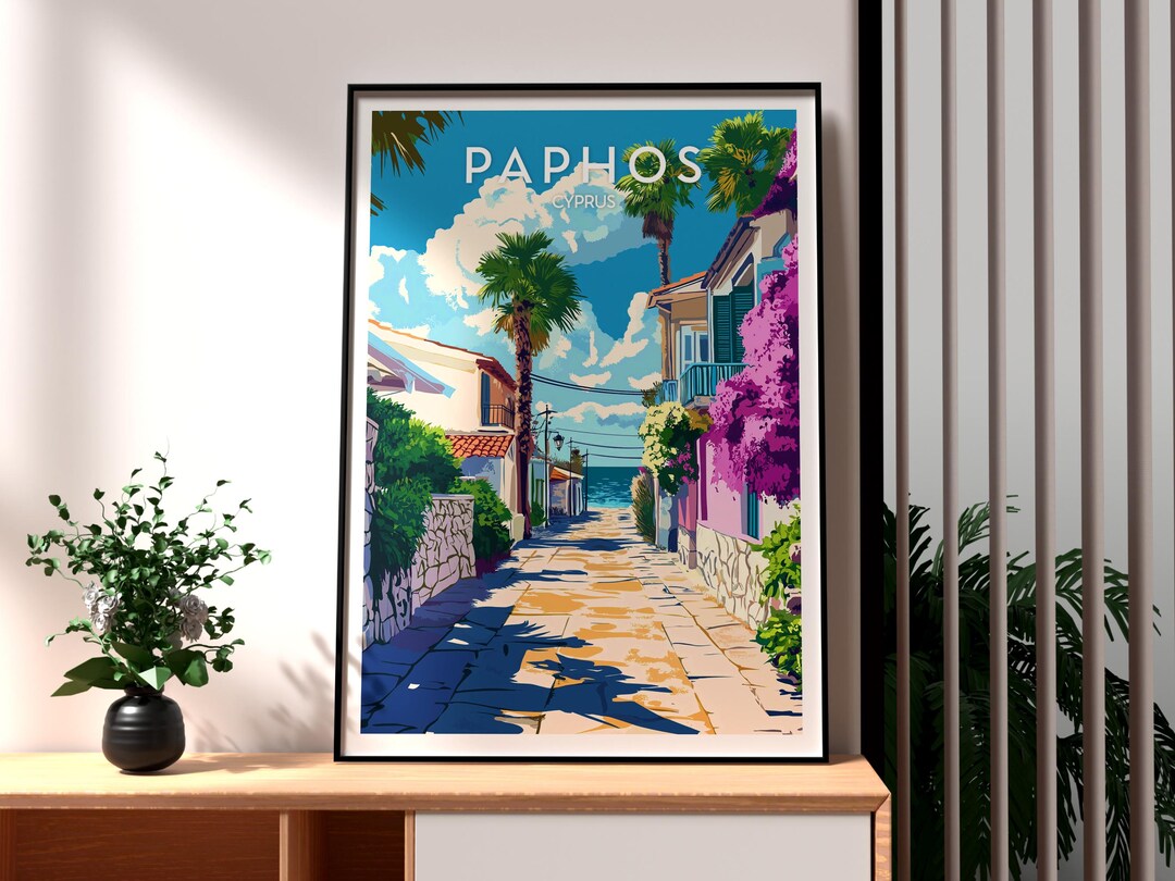 Paphos Cyprus Print: Beach Travel Poster, Coastal Wall Art - Etsy