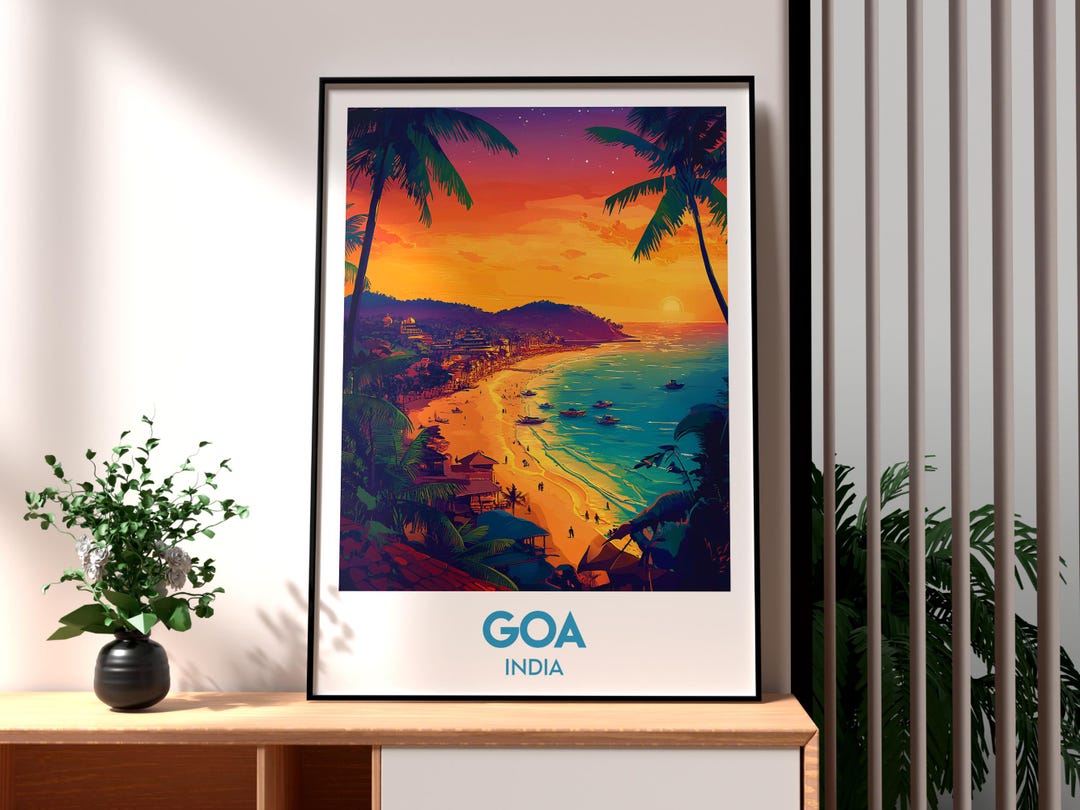 Goa Beach Print: India Travel Poster, Sunset Seascape - Etsy