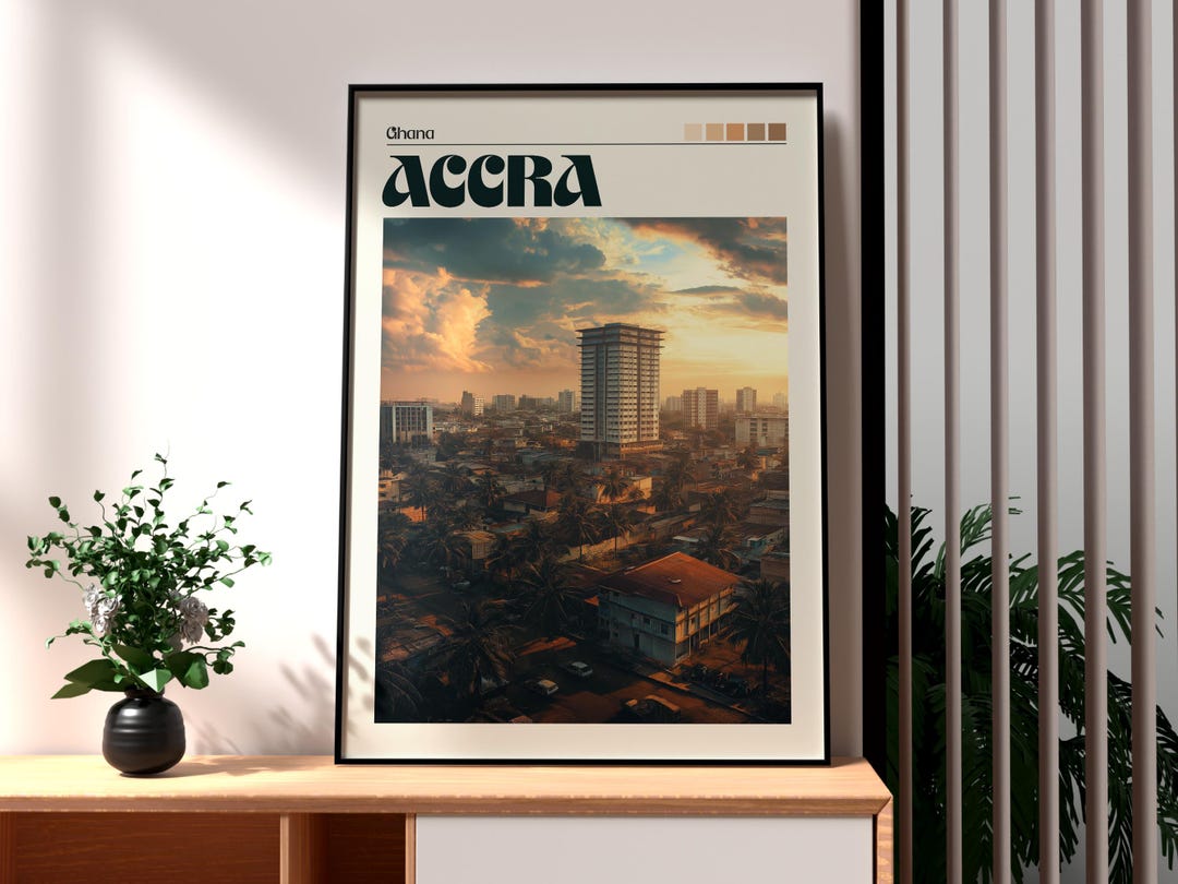 Accra Poster - Ghana Print - Accra Travel Wall Art - Africa Travel Art - Ghana Art - African ...
