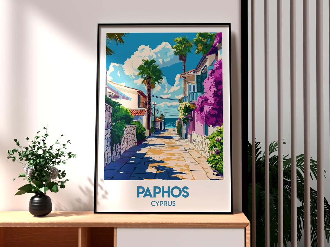 Paphos Cyprus Print: Travel Poster, Beach Wall Art - Etsy UK