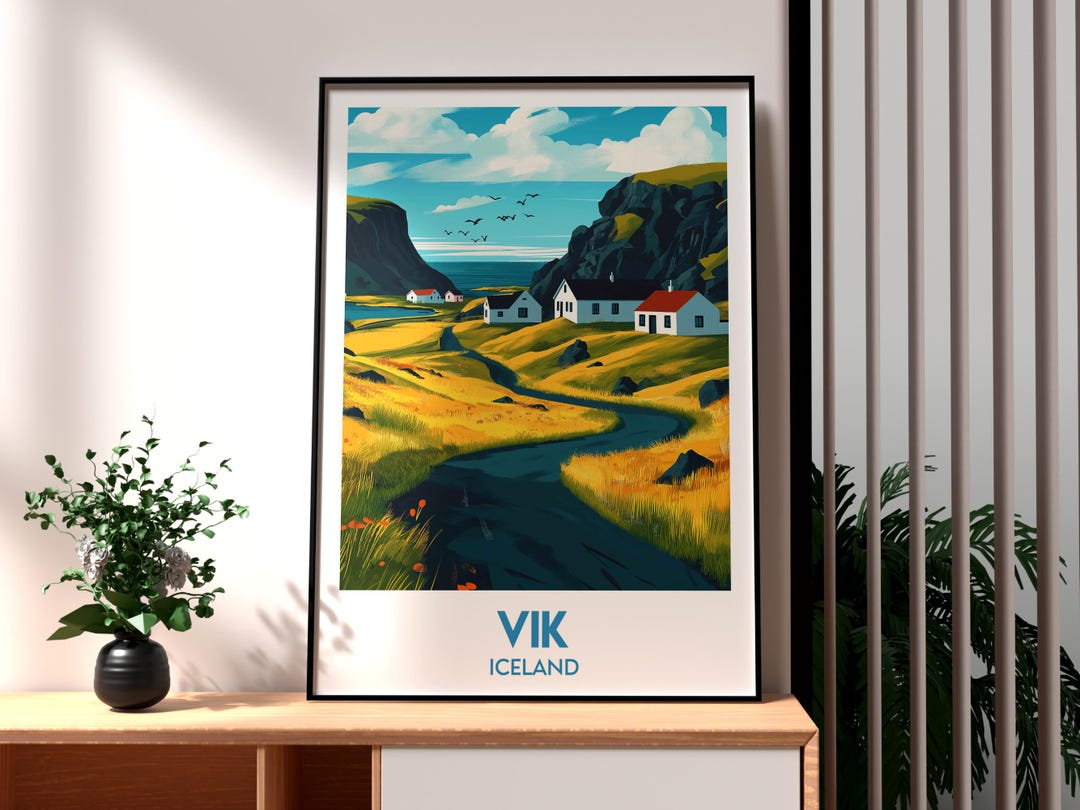 Vik Iceland Art Print: Modern Travel Poster - Etsy