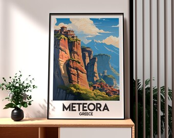 Meteora Travel Poster Greece Print - Etsy