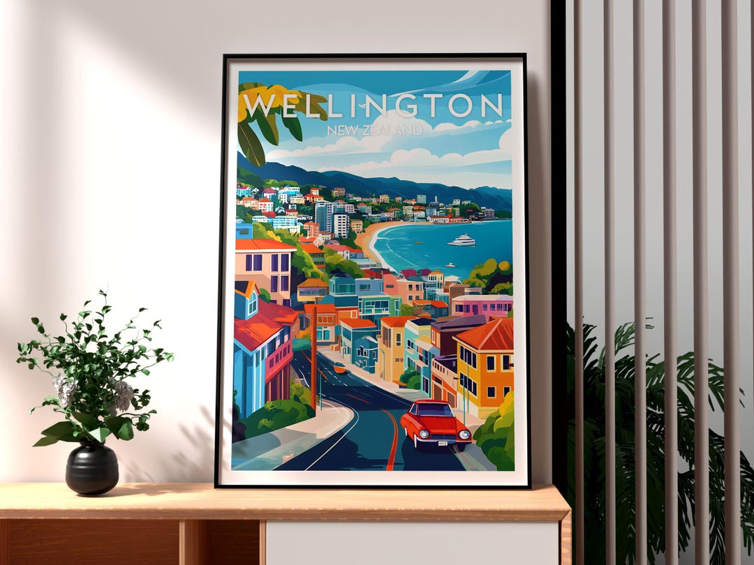 Wellington Poster - New Zealand Travel Art - Wellington Print - Lambton ...
