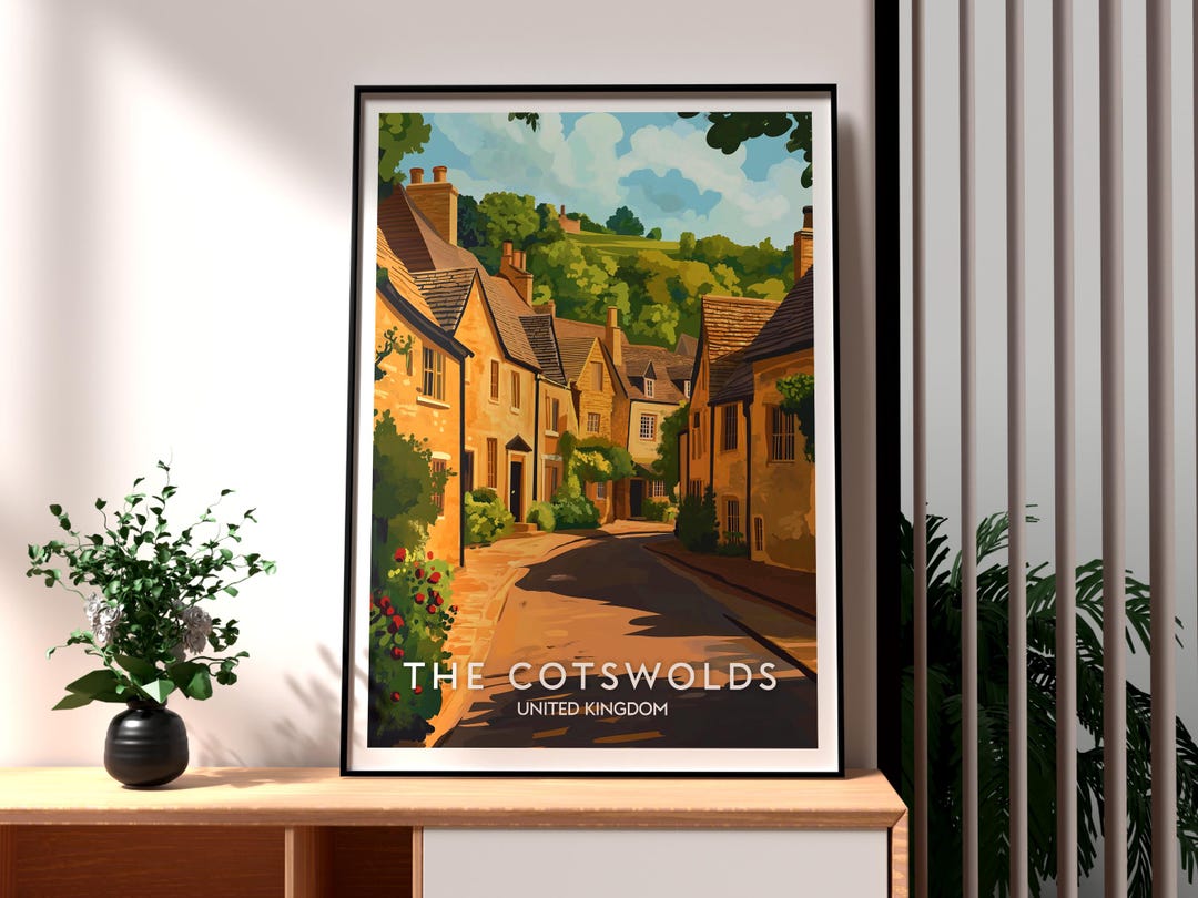 The Cotswolds Print - UK Village Wall Art - UK Countryside Poster ...