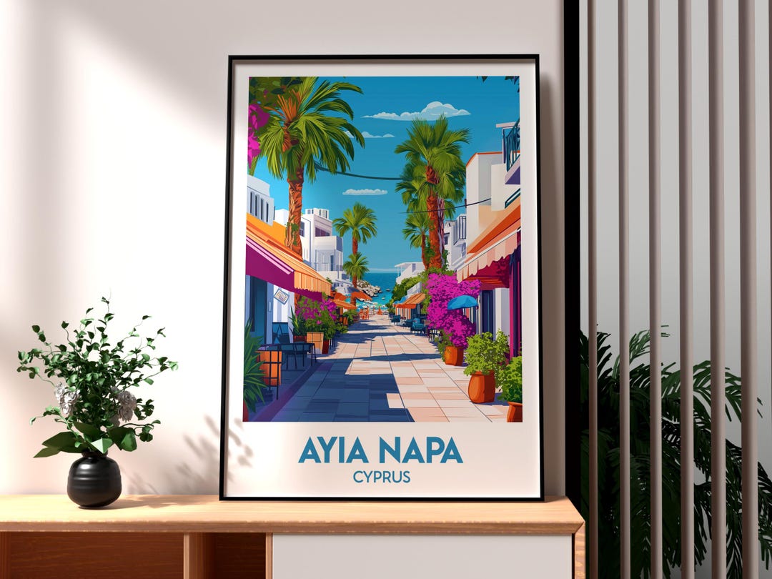 Ayia Napa Print - Cyprus Wall Art - Kato Paphos Poster - Travel Wall ...