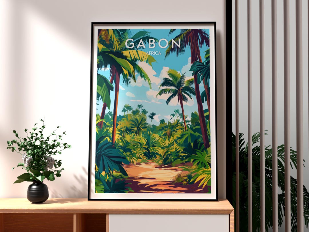 Gabon Travel Print - Gabon Wall Art - Gabonese Republic Poster - Gabon ...