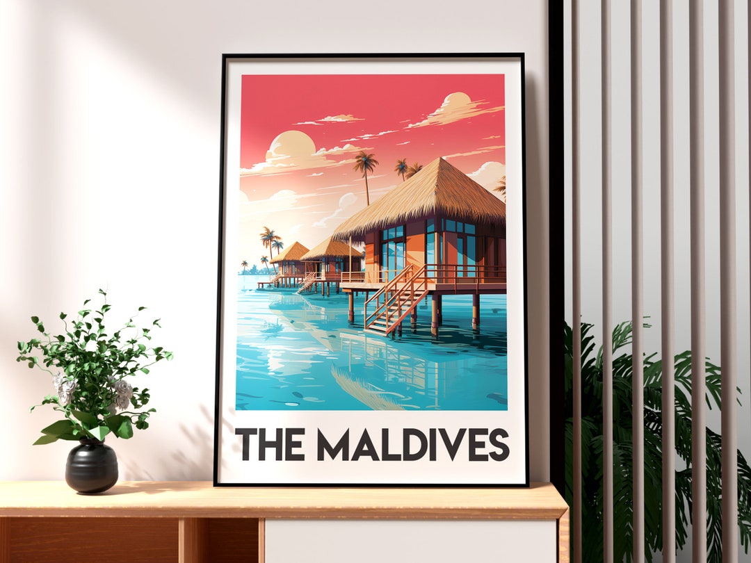 The Maldives Poster the Maldives Wall Art the Maldives Beach Art the ...