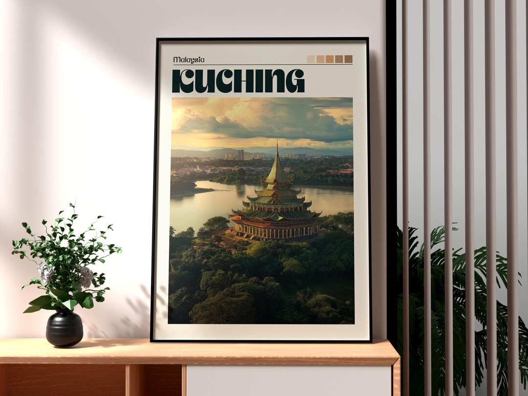 Kuching Malaysia Print: Travel Art Poster, Sarawak Wall Decor - Etsy