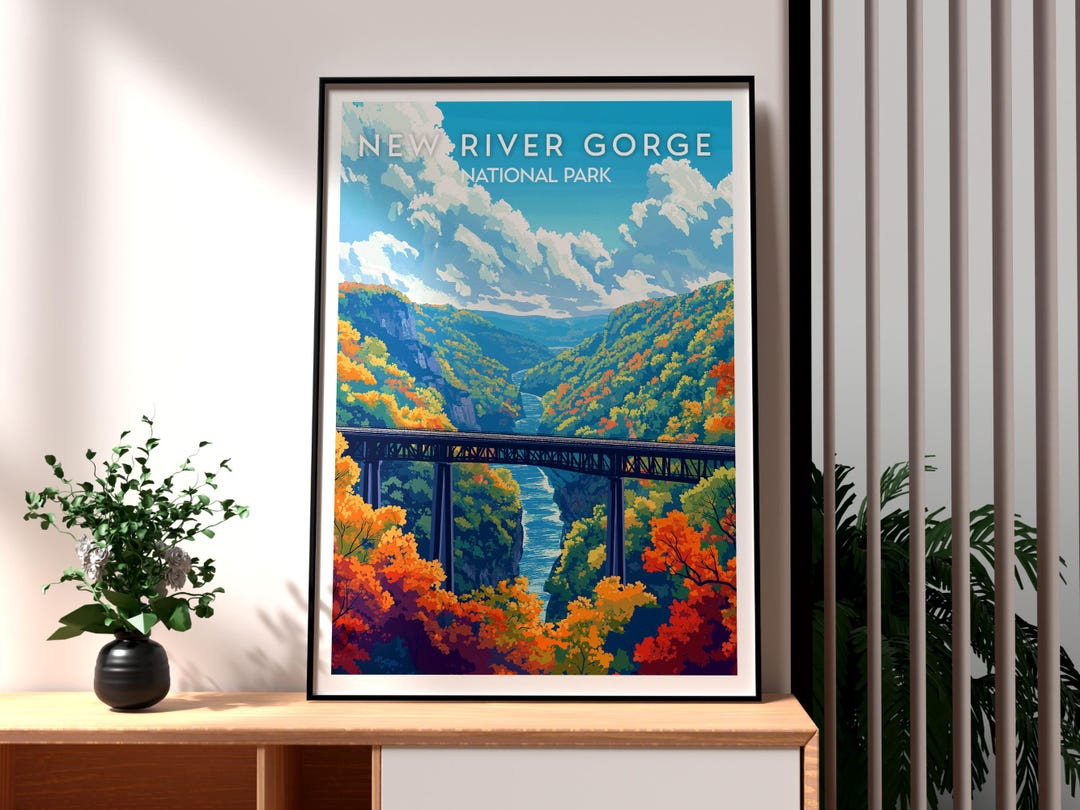New River Gorge National Park Poster: USA Travel Art Print - Etsy