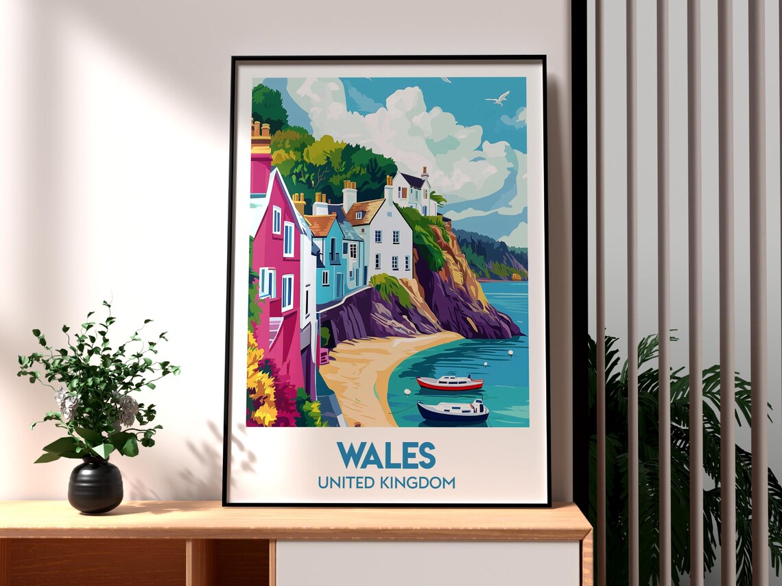 Wales Travel Poster: Colorful Welsh Coastal Art Print - Etsy