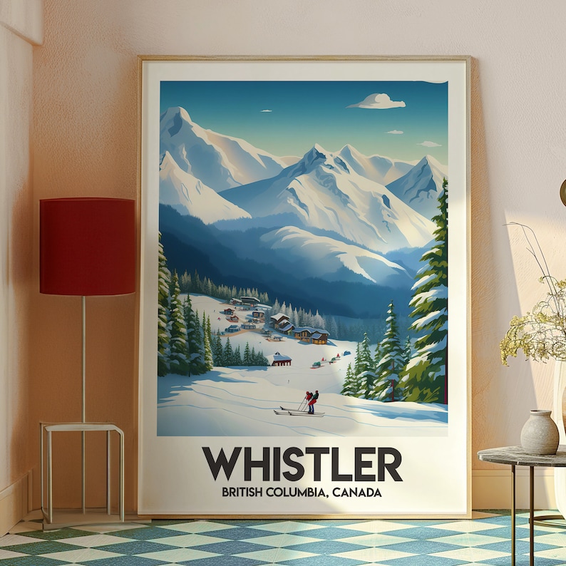 Whistler Poster Whistler Skiing Art Vancouver Poster Whistler Blackcomb ...