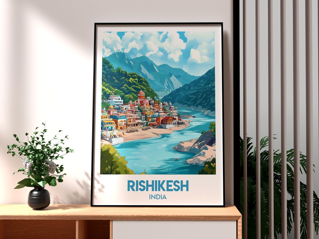 Risihikesh Travel Print India Wall Art India Art Risihikesh Art River ...