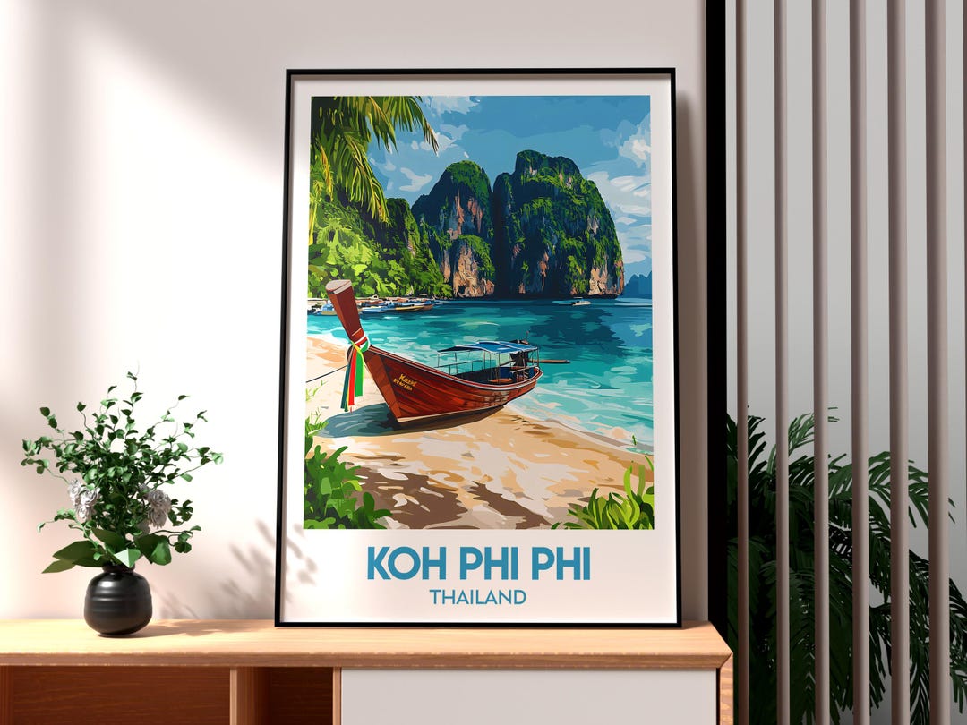 Koh Phi Phi Print - Thailand Wall Art - Thailand Poster - Maya Bay Wall ...