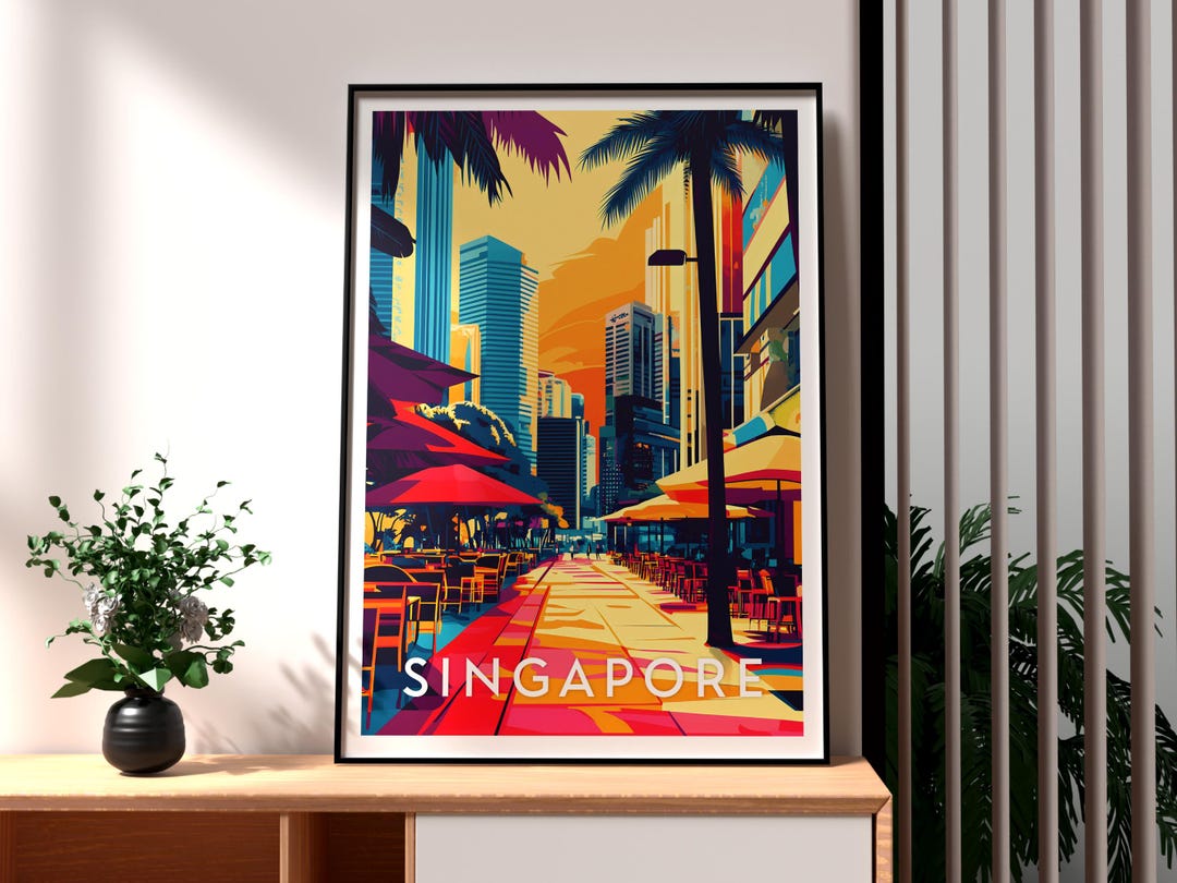 Singapore Poster Singapore Wall Art Singapore Monorail Marina Bay Wall ...