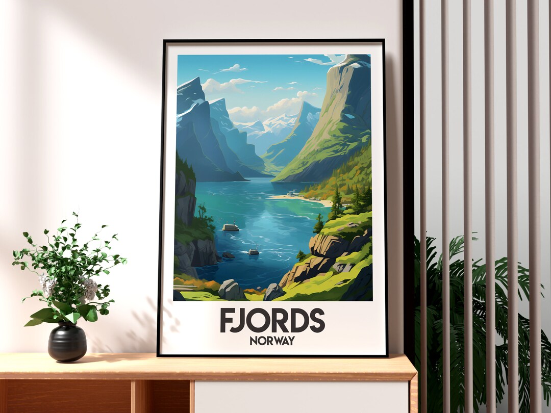 Fjords Print Norway Fjords Wall Art Norway Mountains Poster Travel Wall ...