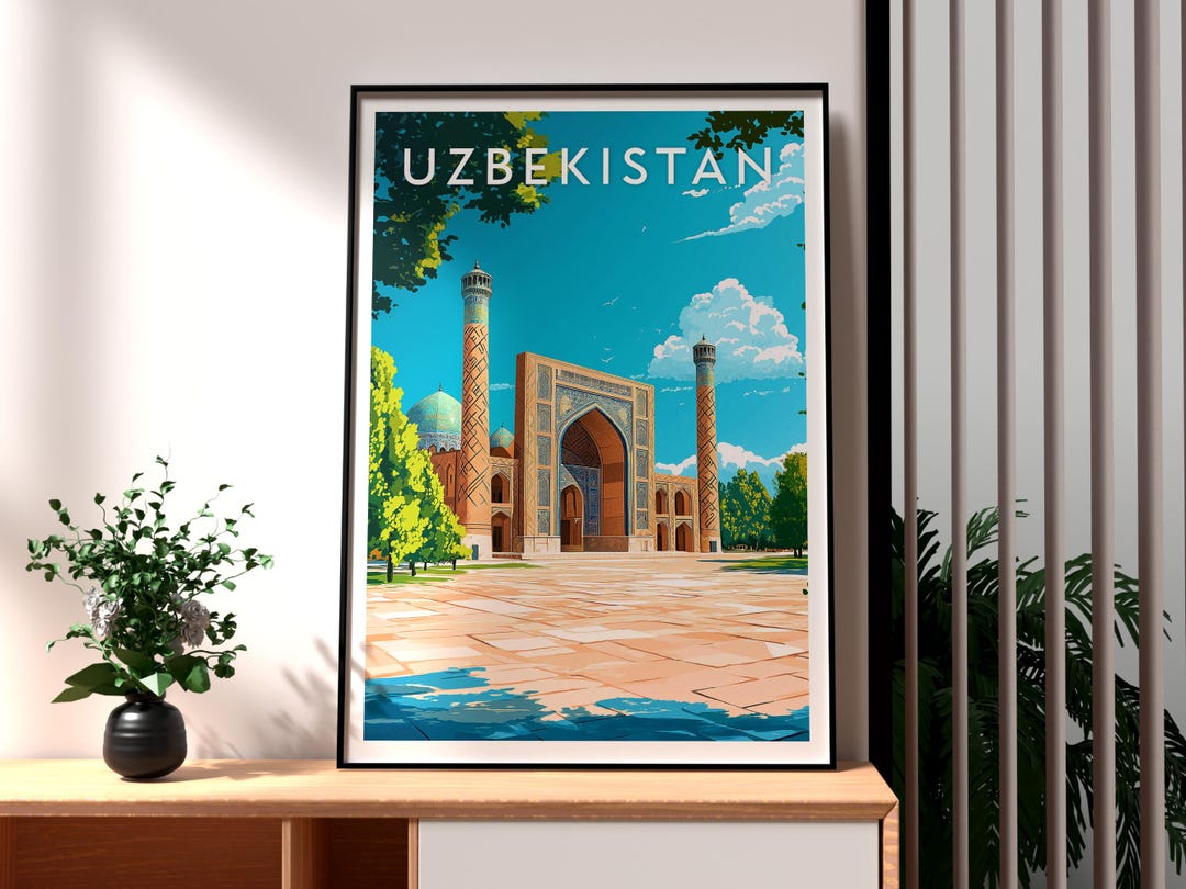 Uzbekistan Travel Poster: Samarkand City Mosques Art Print - Etsy