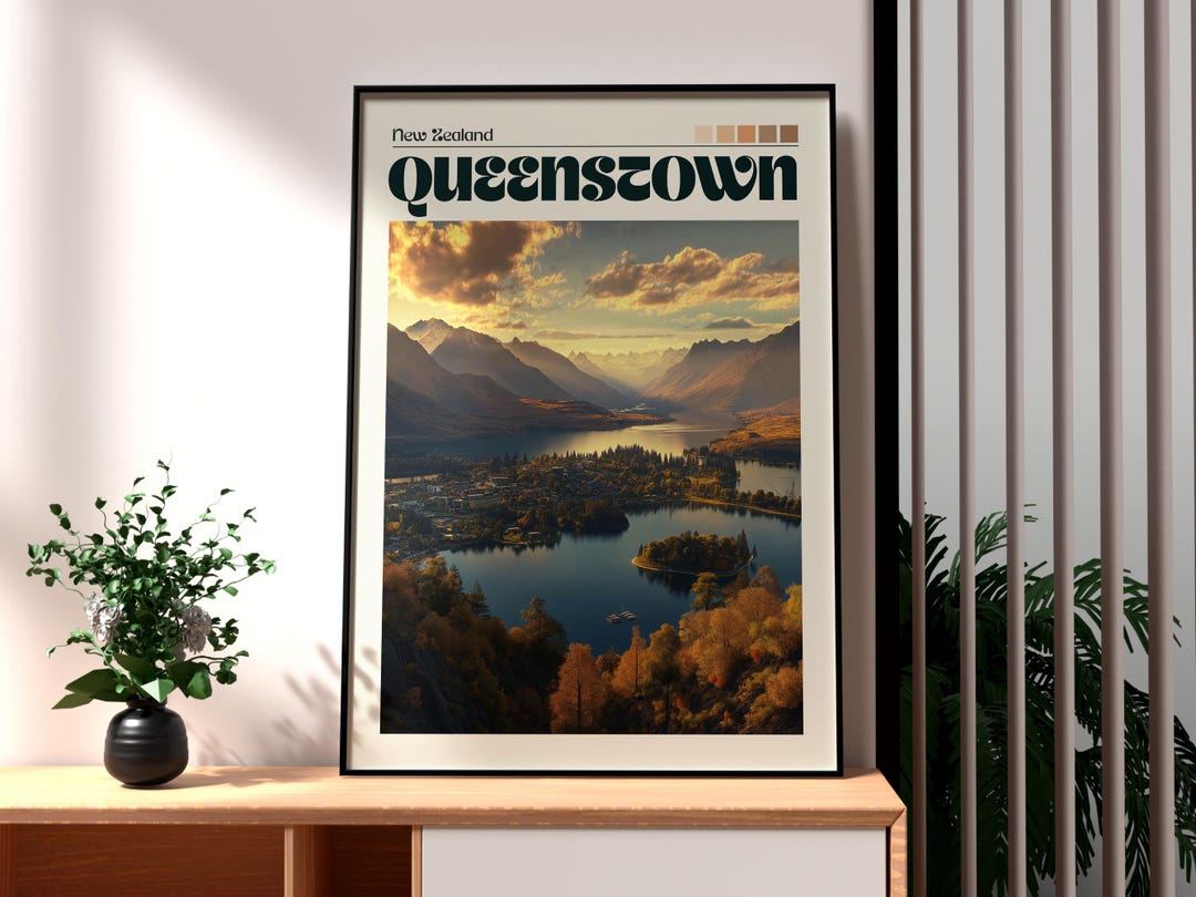 Queenstown Poster - New Zealand Travel Art - Queenstown Print ...